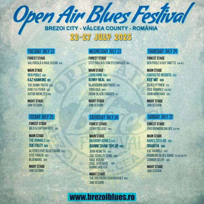 Open Air Blues Festival Brezoi 2025 – Daily Lineup | Open Air Blues Festival Brezoi